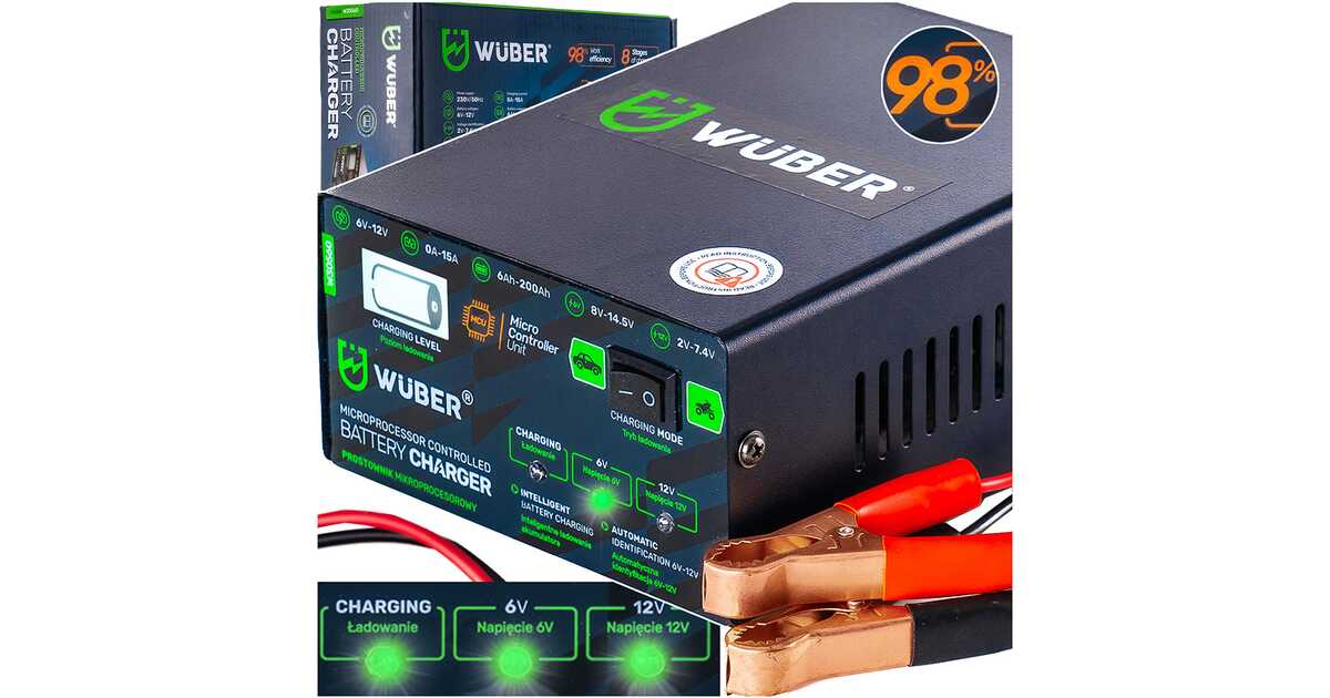 Prostownik mikroprocesorowy 6-12V 15A WUBER | wubertools.pl